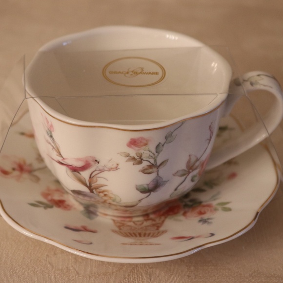 Grace Teaware | Dining | Grace Teaware Birds Floral Spring Garden ...
